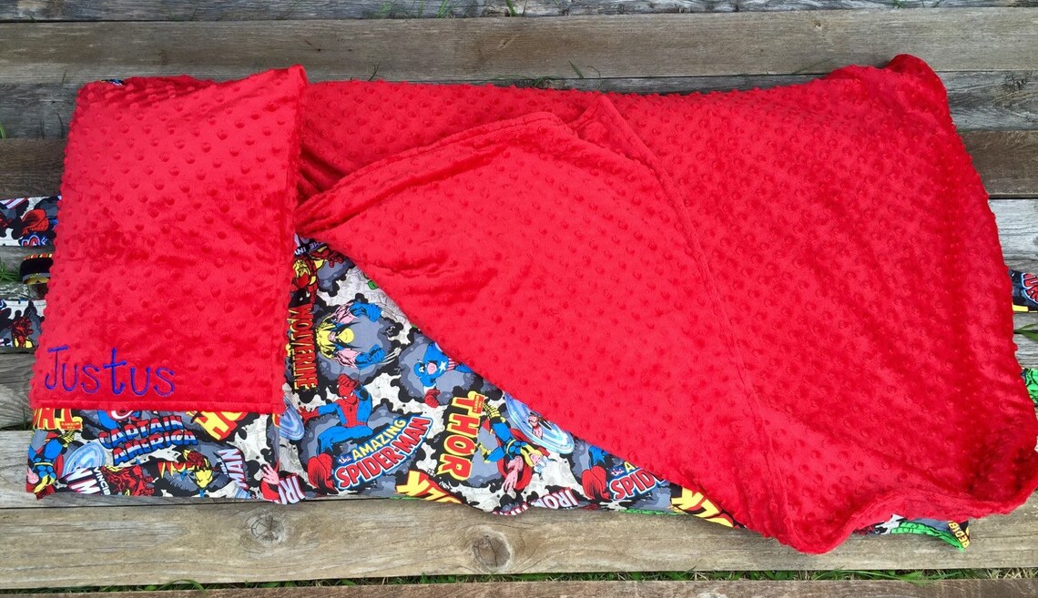 Personalized Nap Mat cover with both attached Minky Blanket | Etsy
