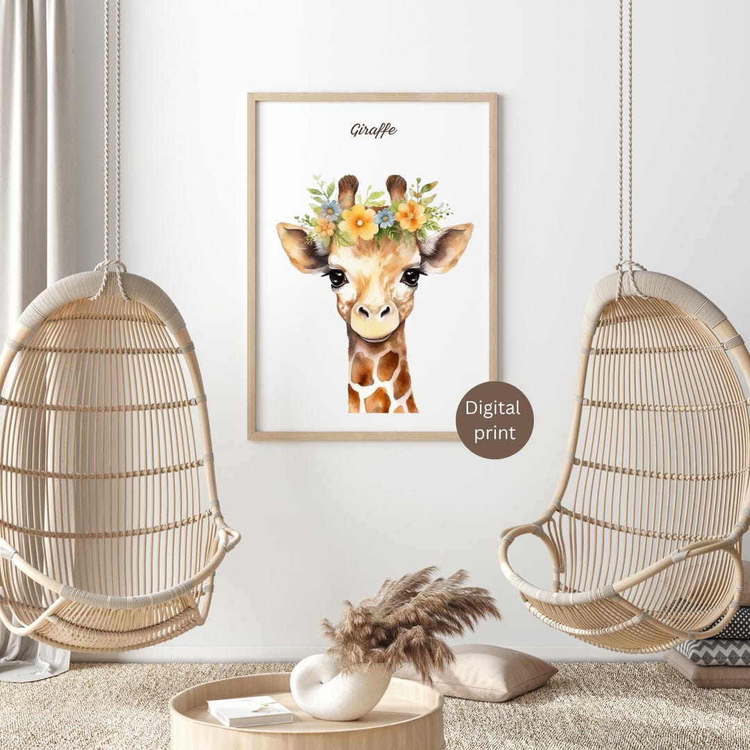 Giraffe Nursery Print, Baby Giraffe Art, Digital Download, Nursery ...