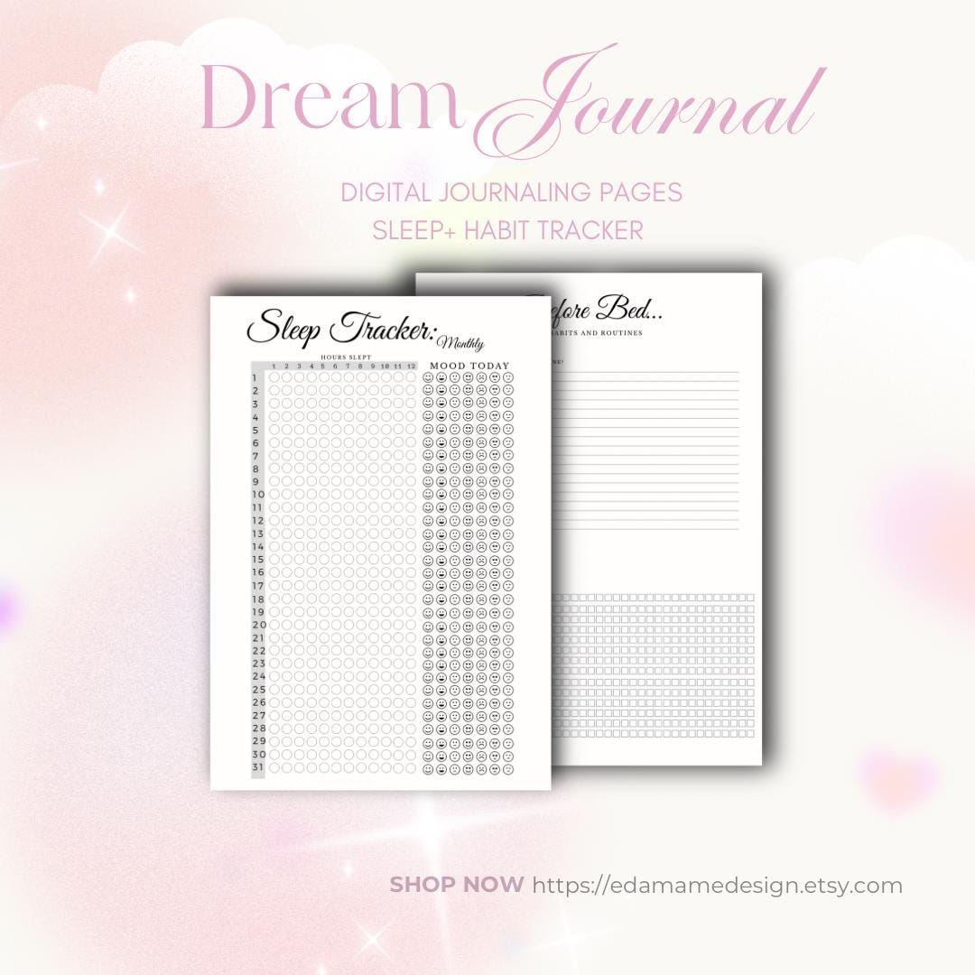 Digital Dream Tracking Planner, Printable, Downloadable Pages, PDF for ...