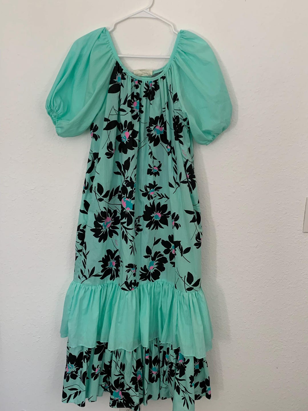 Vintage 80's Hawaiian Mumu - Teal Hawaiian Mumu, Hans Jutte M/L - Etsy