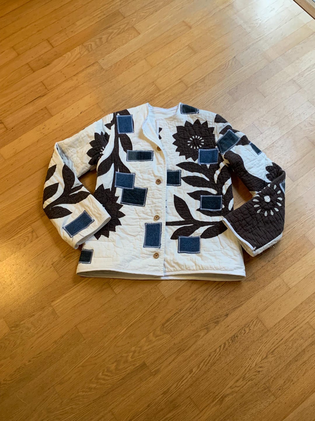 Upcycled Quilt Coat, Quilt Jacket, Sunflower Quilt Upcycled Blanket ...