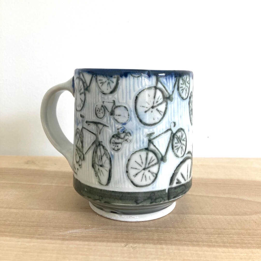 Bicycle Mug // 10 Oz // Porcelain // Handmade Wheel Thrown Pottery - Etsy