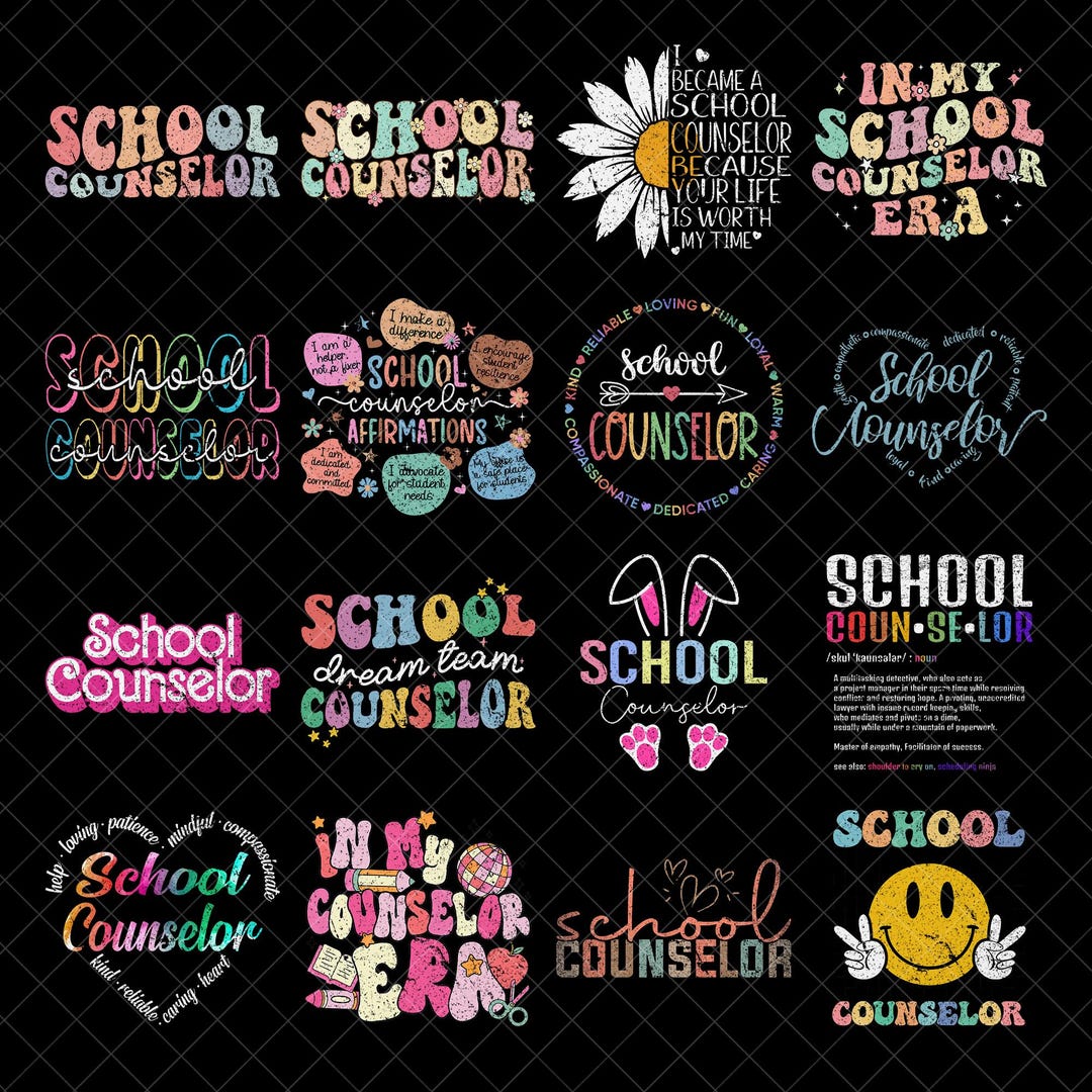 Counselor Png Bundle, School Counselor Sublimation Designs, Retro ...