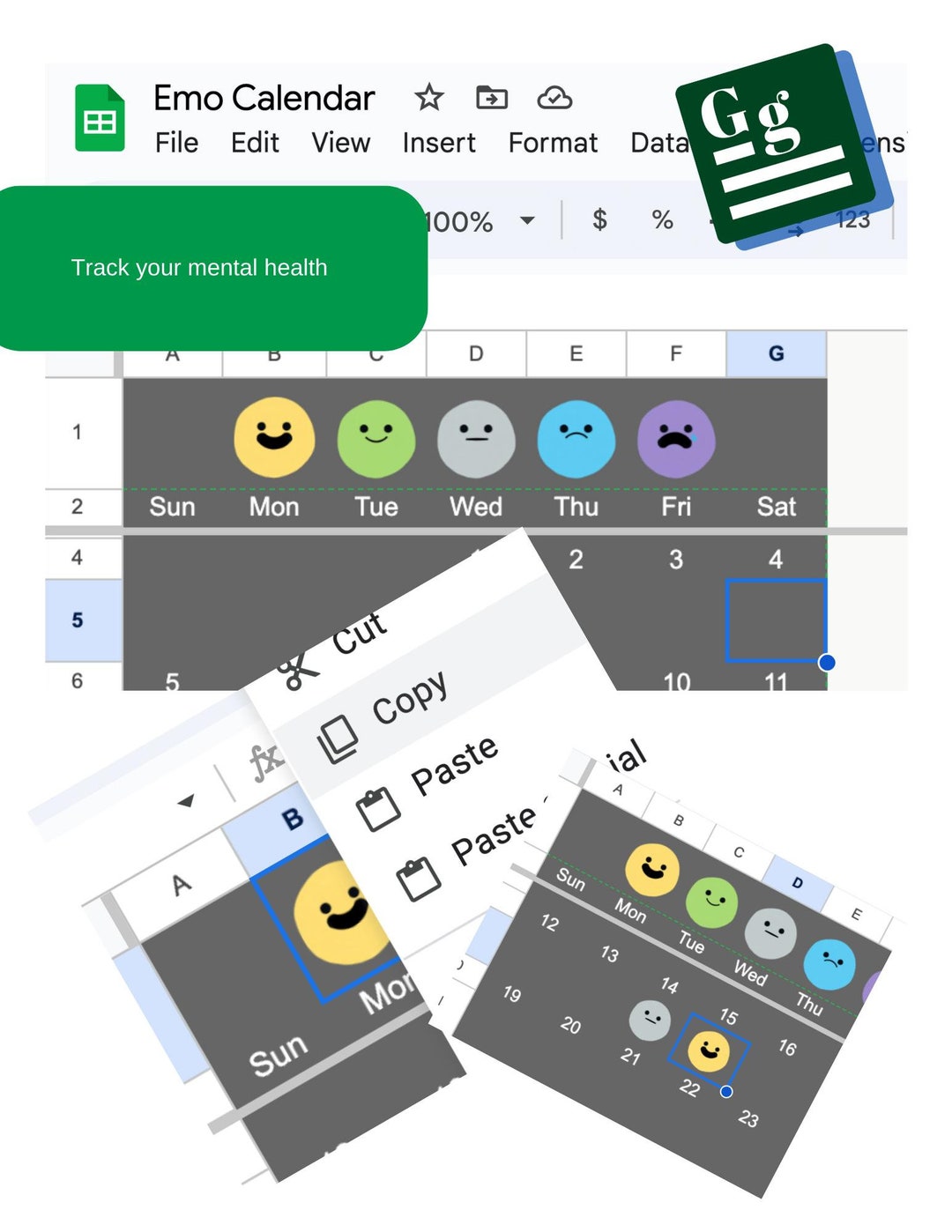 Emotion Emoji Tracker Visualizer Calendar Tracker Template for Google ...