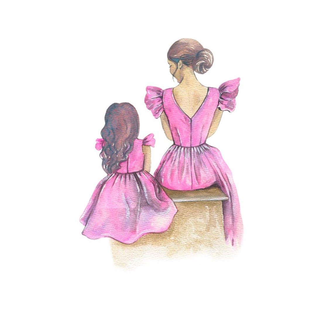 Mother and Daughter Mug Design – Matching Pink Dresses for Mother's Day ...