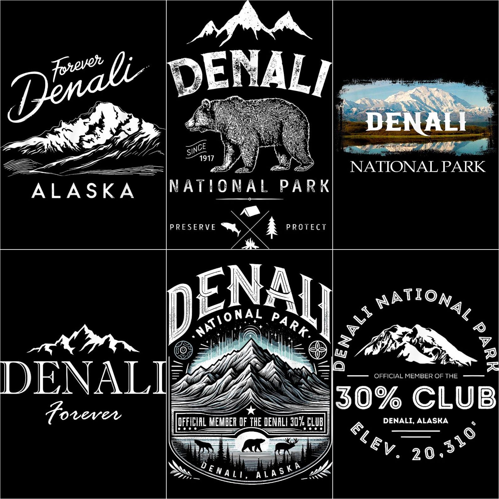 Denali National Park PNG Bundle, Alaska Adventure Digital Art, Vintage ...
