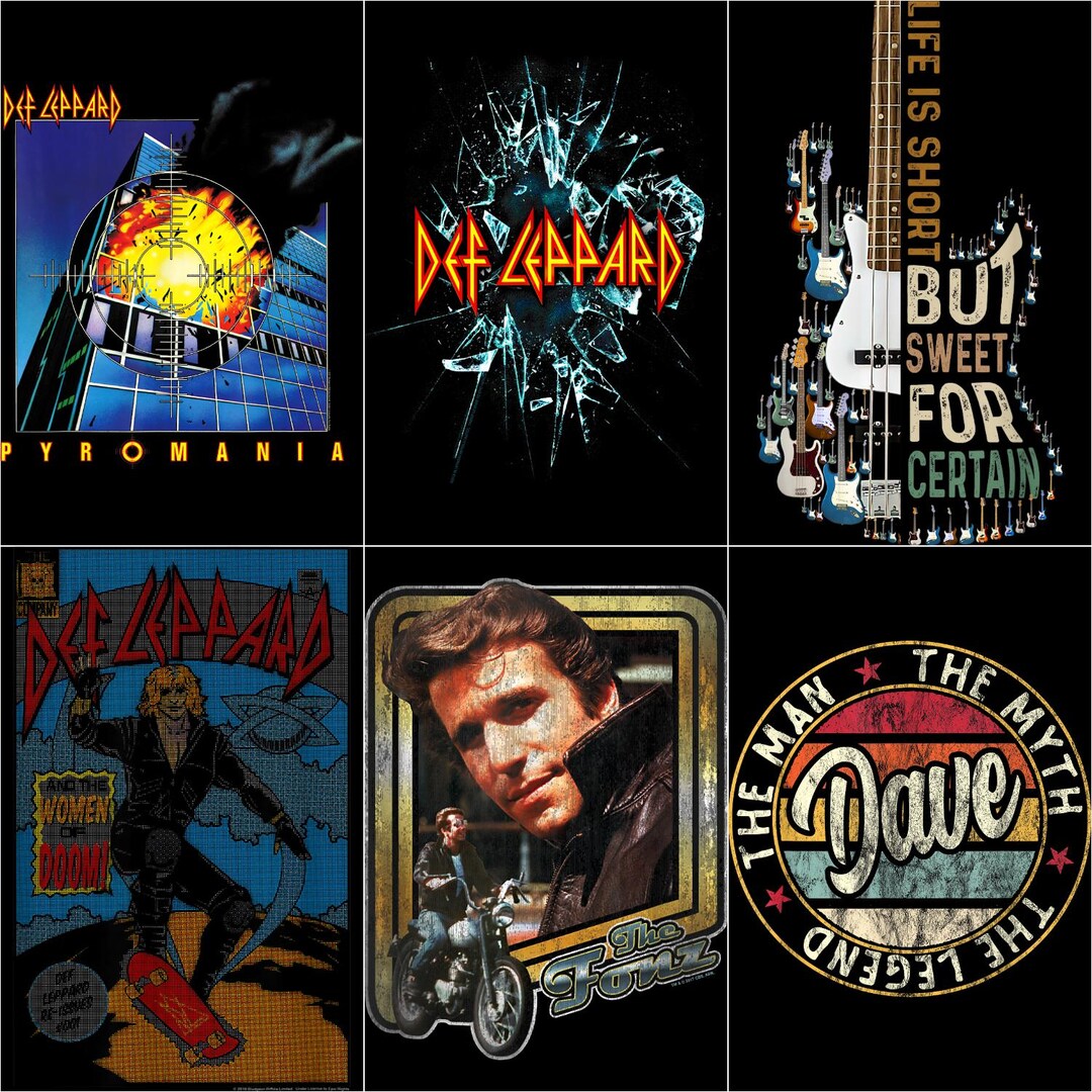 Def Leppard & Retro Rock PNG Bundle – Vintage Music Posters, Guitar Art ...