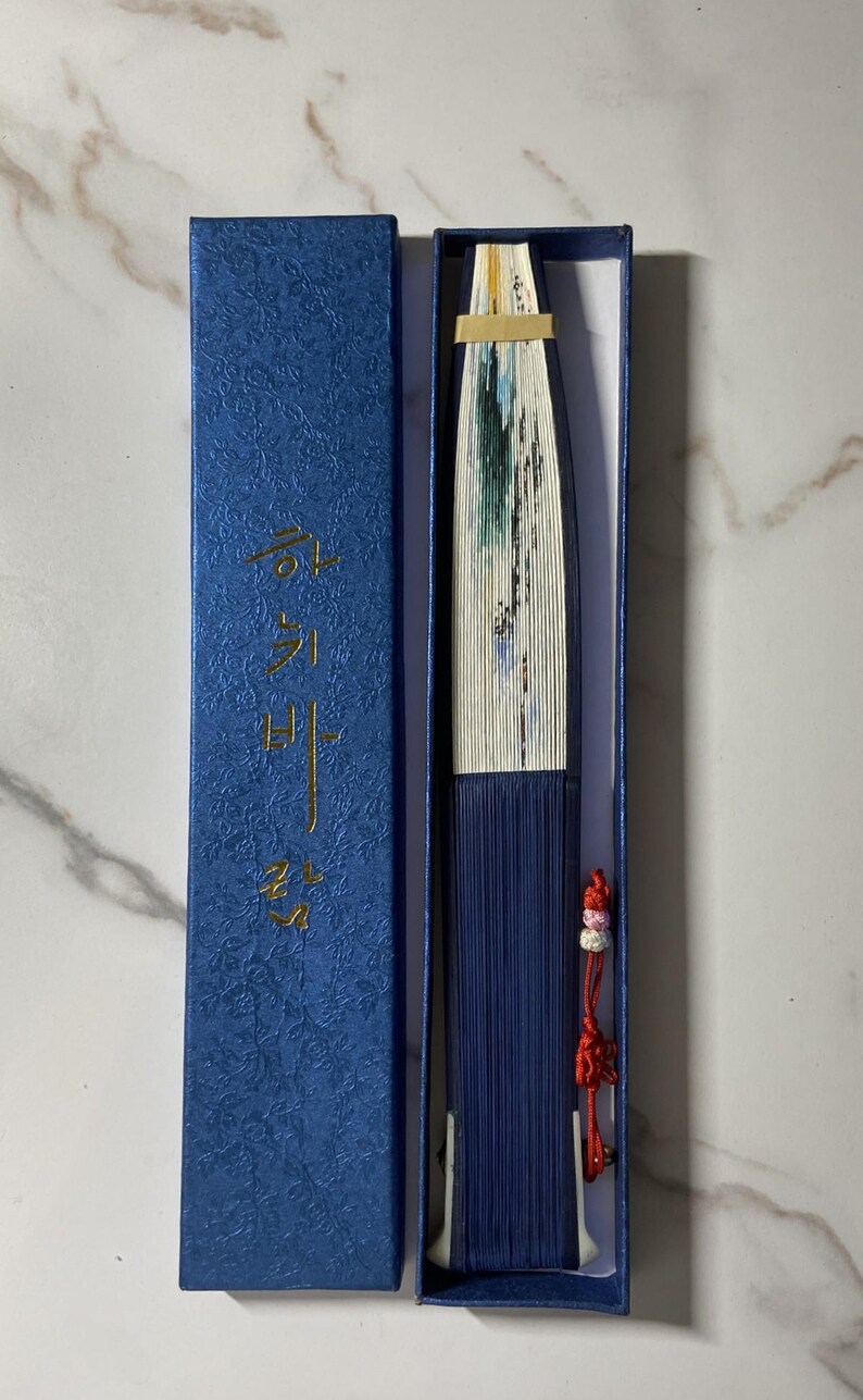 Korean Landscape Painting Fan: Pine Tree, Calligraphy, Asian Art - Etsy