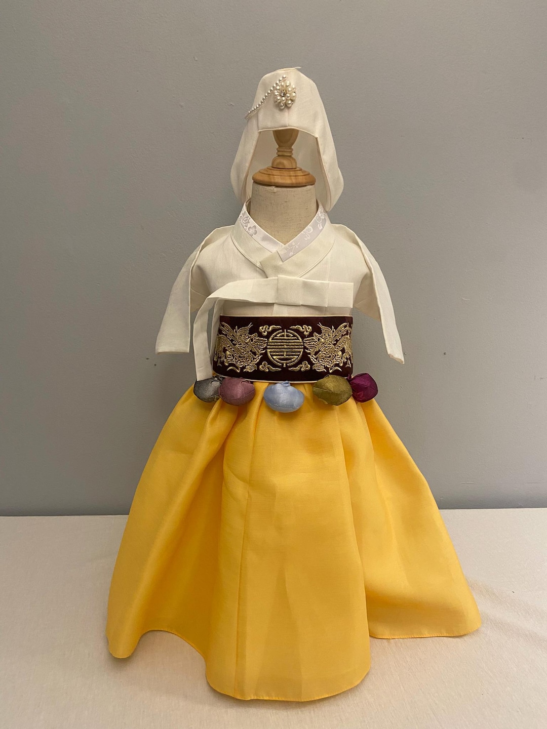 Girl B Hanbok Rental | Ivory & Yellow 100 Days Hanbok Set | Baby Girl ...