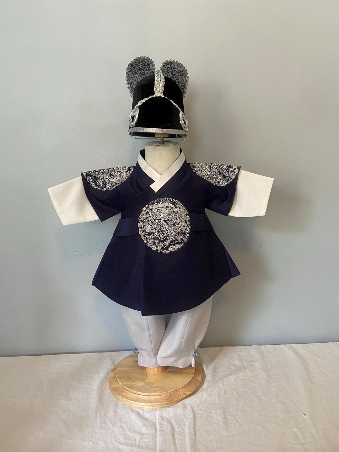 Boy A Hanbok Rental | Navy & Ivory 100 Days Hanbok | Korean Baby Boy ...