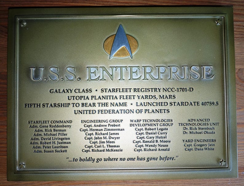 Star Trek USS Enterprise NCC-1701-D | 8x10 Dedication Plaque From ...