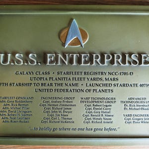Star Trek USS Enterprise NCC-1701-D | 8x10 Dedication Plaque From ...