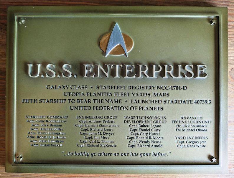 Star Trek USS Enterprise NCC-1701-D | 8x10 Dedication Plaque From ...