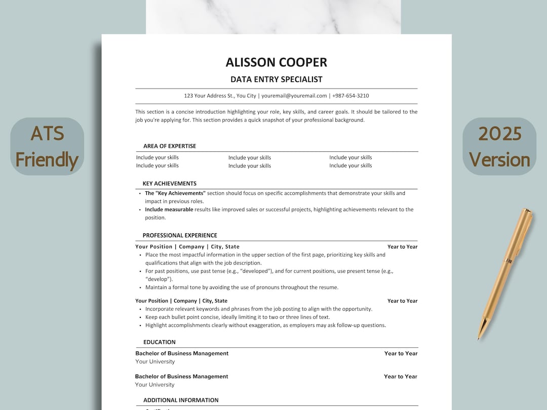 ATS Friendly Resume Template for Word, ATS Compatible Resume Template ...