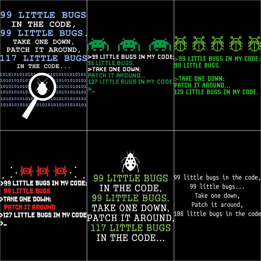 Funny 99 Little Bugs in the Code PNG File - Coding Humor Graphic for Programmers | Digital ...