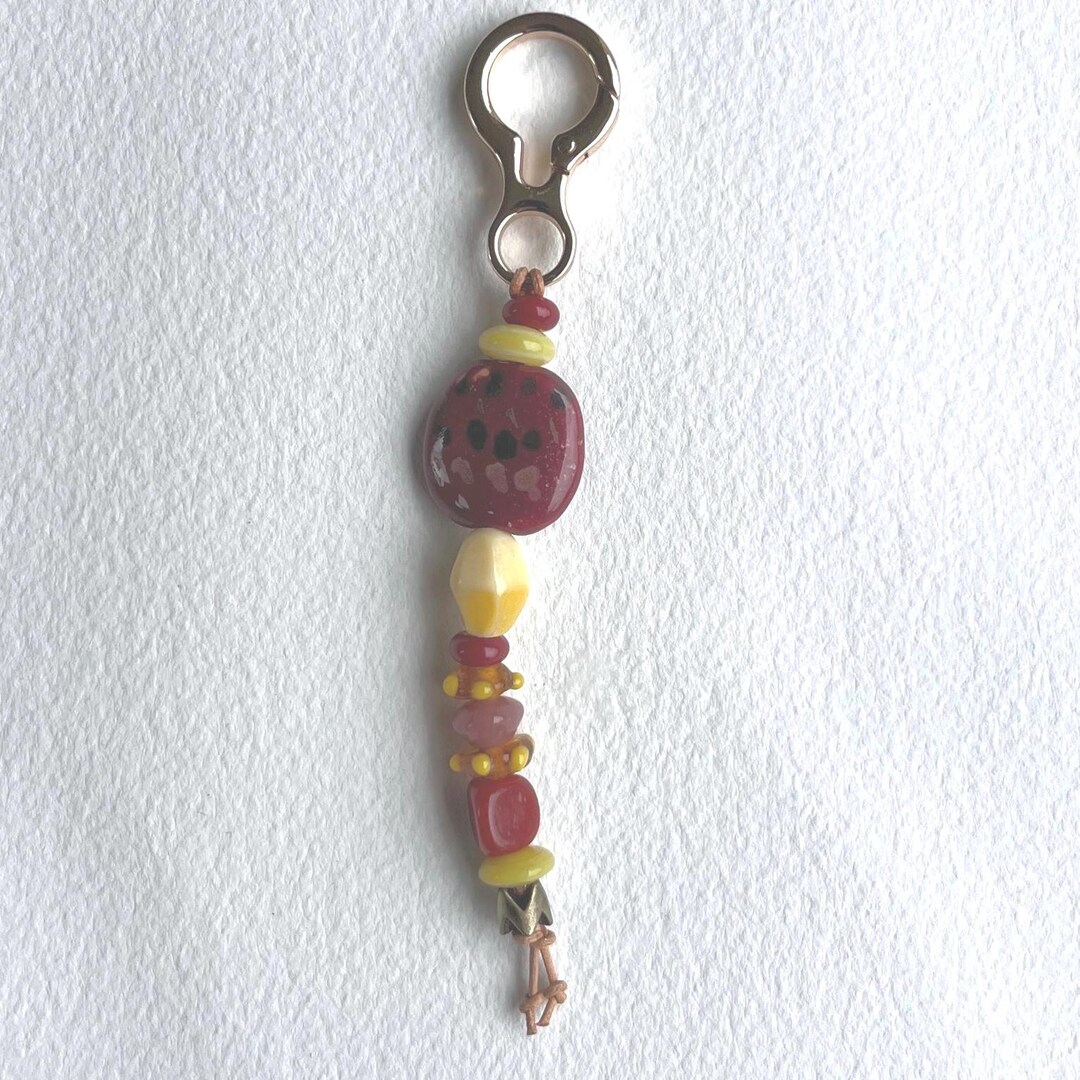 Unique Handmade Beaded Key Ring Bag Charm Featuring Kenyan Ceramic ...