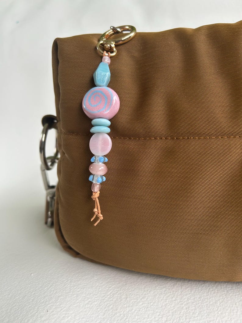 Unique Handmade Beaded Key Ring or Bag Charm Featuring Kenyan Ceramic ...
