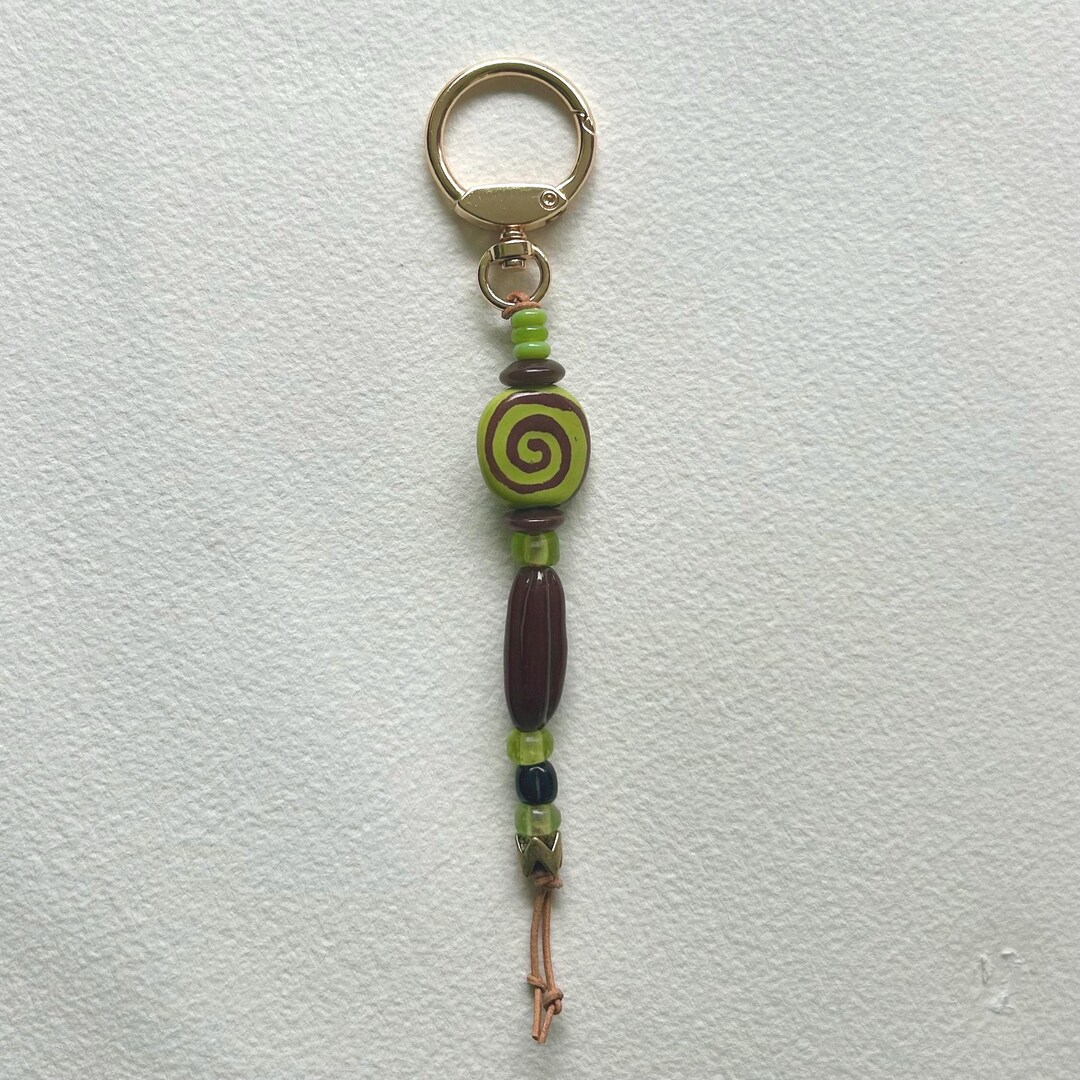 Unique Handmade Beaded Key Ring or Bag Charm Featuring Kenyan Ceramic ...