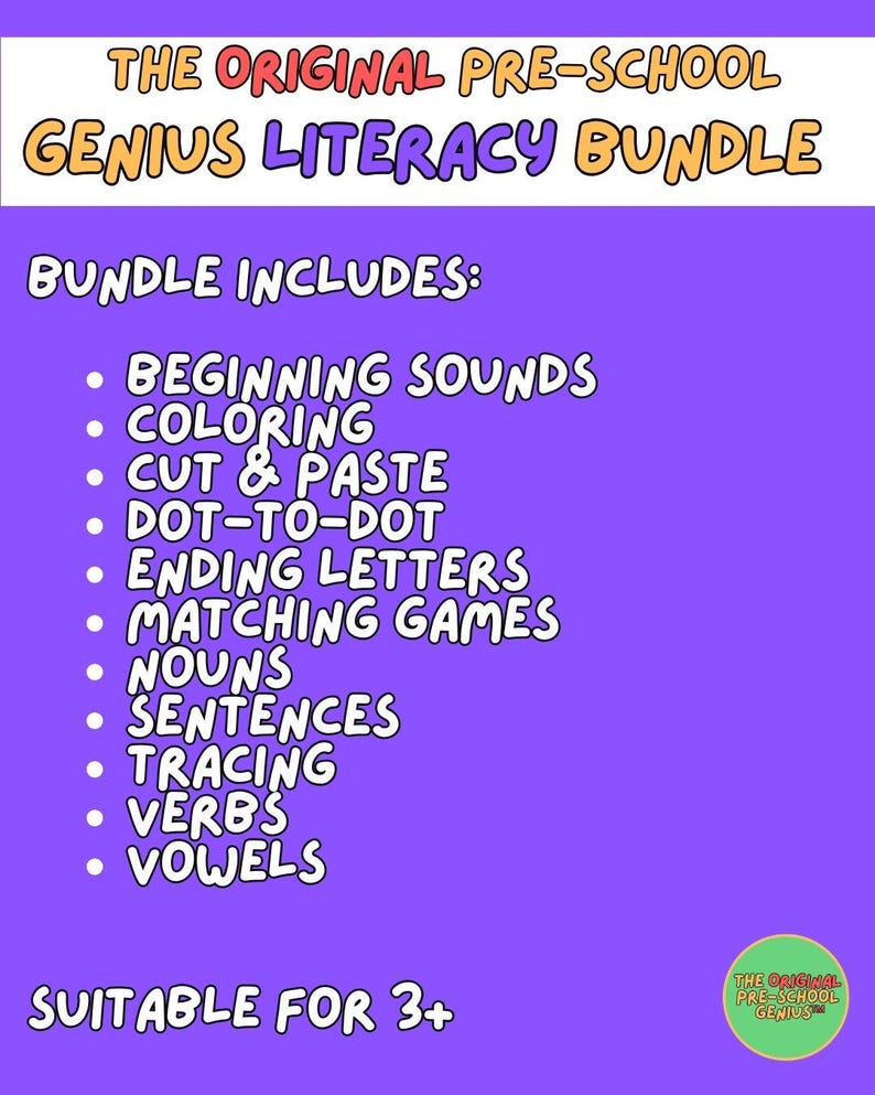 The Original Pre-school Literacy Bundle - Etsy