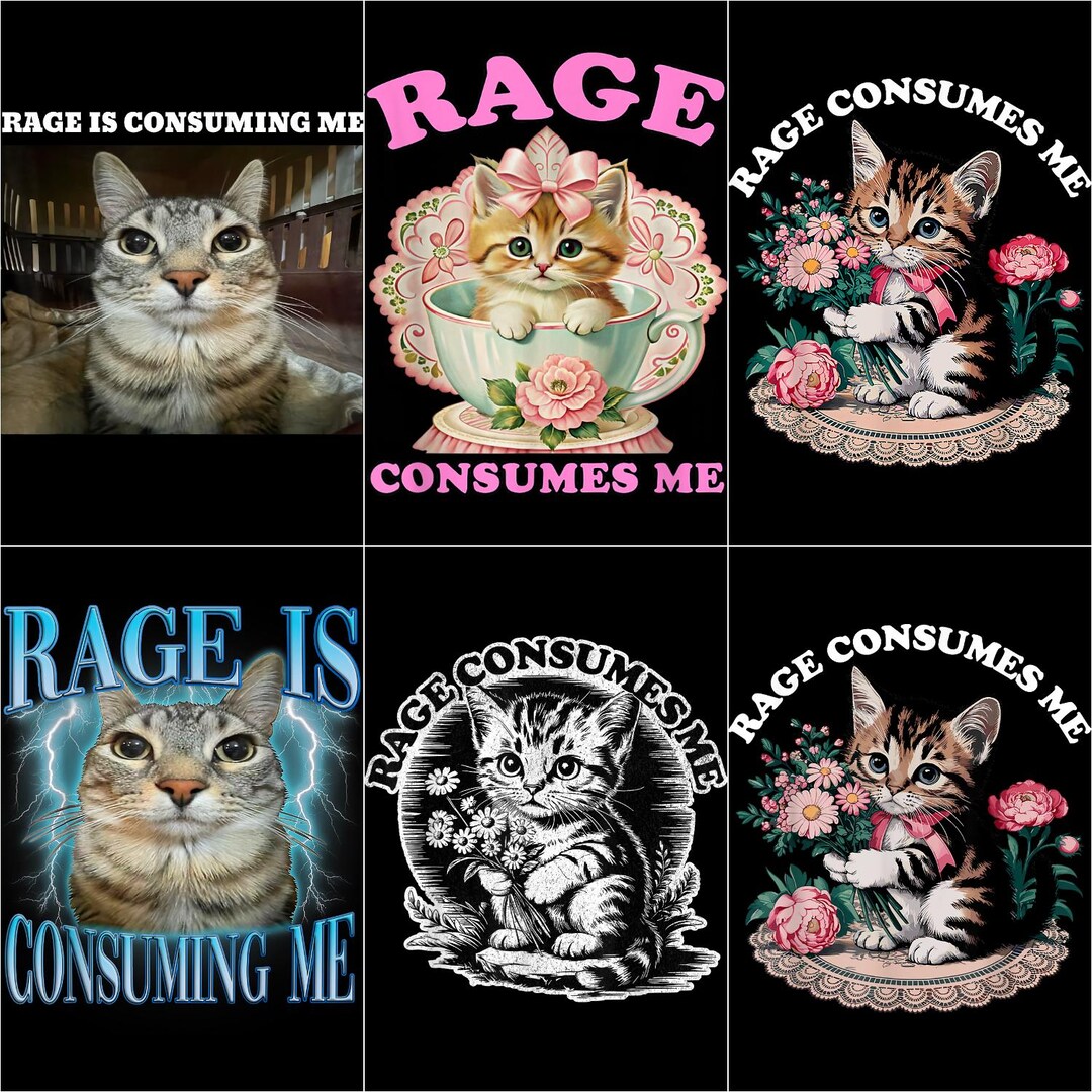 Rage Consumes Me PNG JPG, Rage Consumes Me Cat Flower Cute Kitty Cat ...