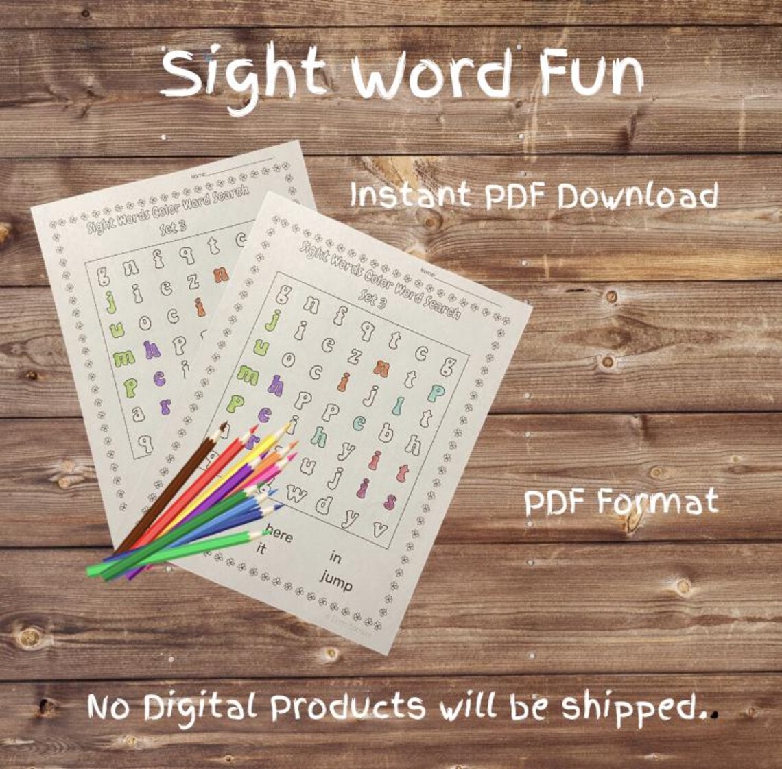 Kindergarten Sight Word Search Puzzles: Coloring Activity BUNDLE ...