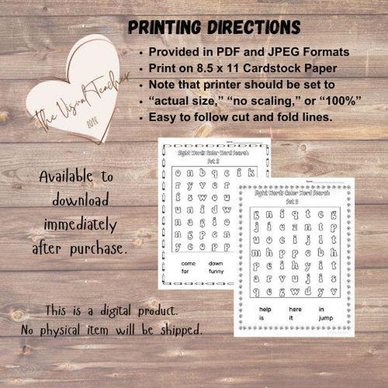 Kindergarten Sight Word Search Puzzles: Coloring Activity BUNDLE ...