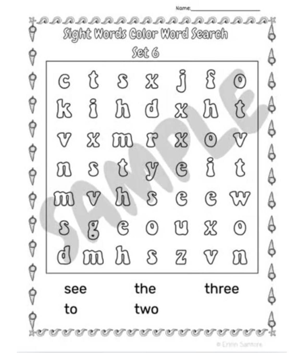 Kindergarten Sight Word Search Puzzles: Coloring Activity BUNDLE ...
