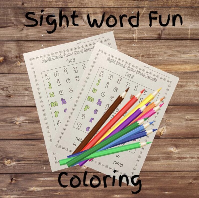 Kindergarten Sight Word Search Puzzles: Coloring Activity BUNDLE ...