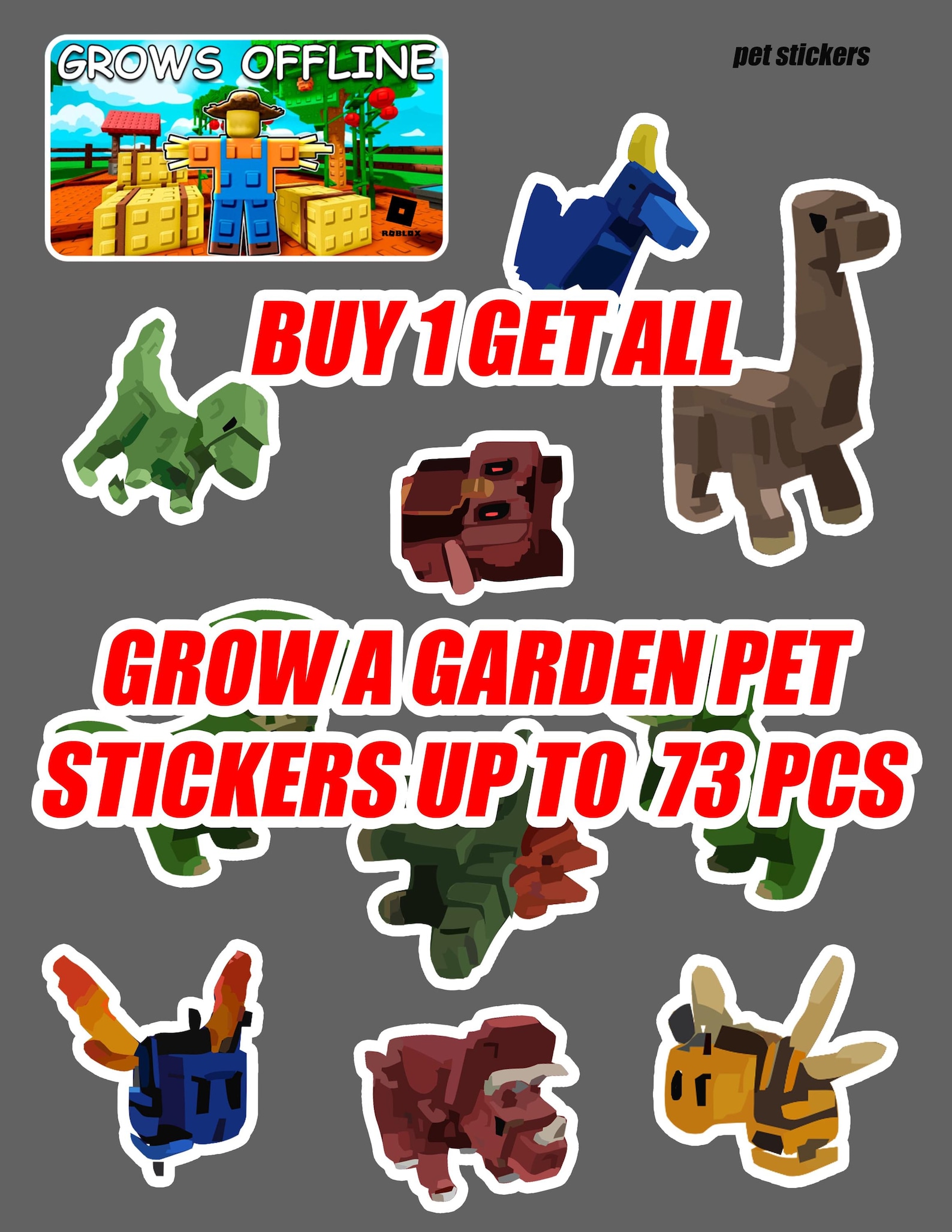 Grows Offline Printable Roblox Garden Pet Stickers (DIY Cut Sheet) Grow ...