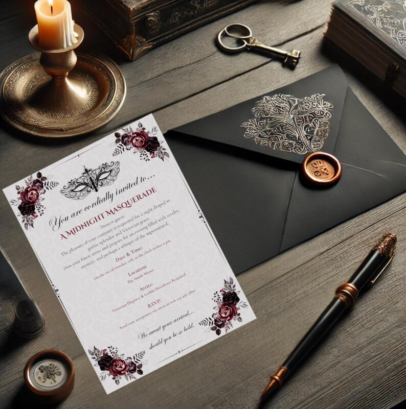 Victorian Masquerade Invitation | Gothic Elegance | Digital Download - Etsy