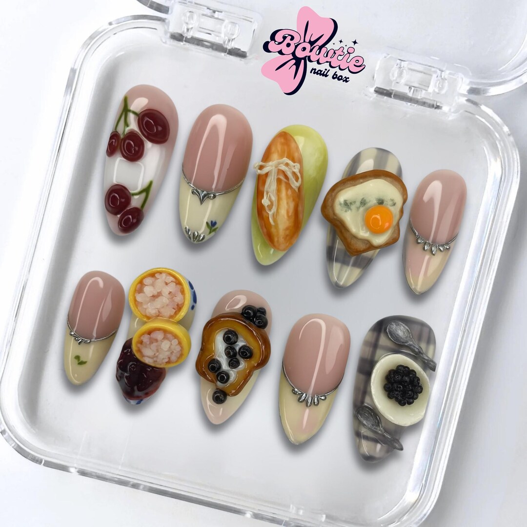 Brunch Babe Press on Nails: 3D Food-inspired Nail Art With Cherries ...