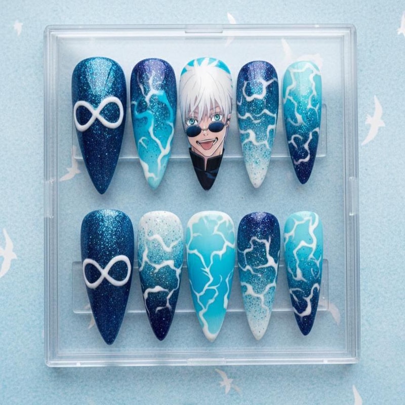Gojo Press on Nails Jjk - Etsy