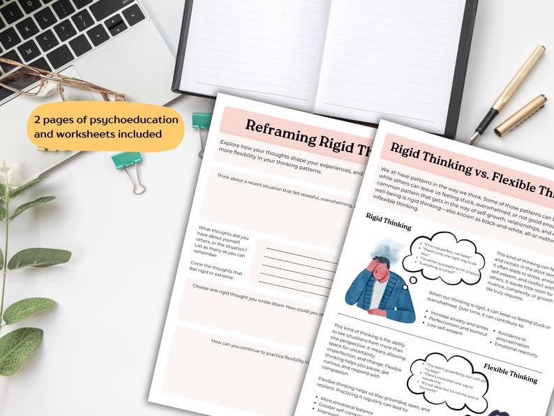 Rigid Vs Flexible Thinking Worksheet, CBT Handout Self-reflection PDF ...