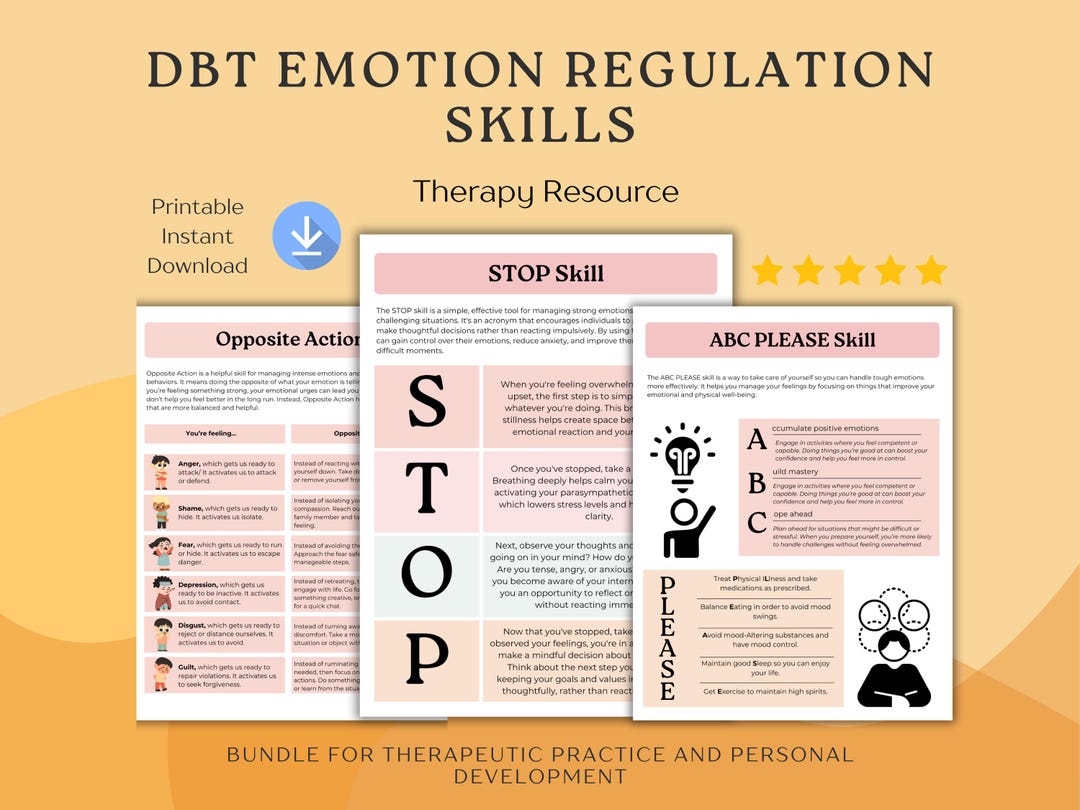 DBT Emotion Regulation Handout for Mental Health, Therapy Tool ...