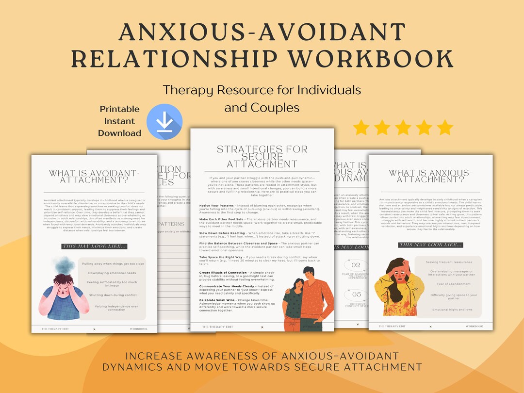 Therapy Attachment Style Anxious-avoidant Workbook for Individuals and ...
