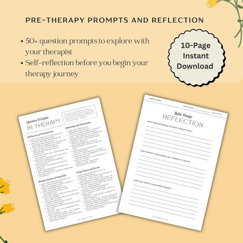 Therapy Reflection Journal | Pre-session, Between-session & Post ...
