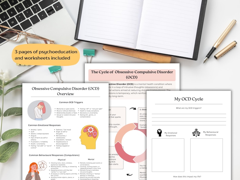 OCD Cycle Worksheet | Compulsion & Obsession Tracker | CBT ERP Therapy ...