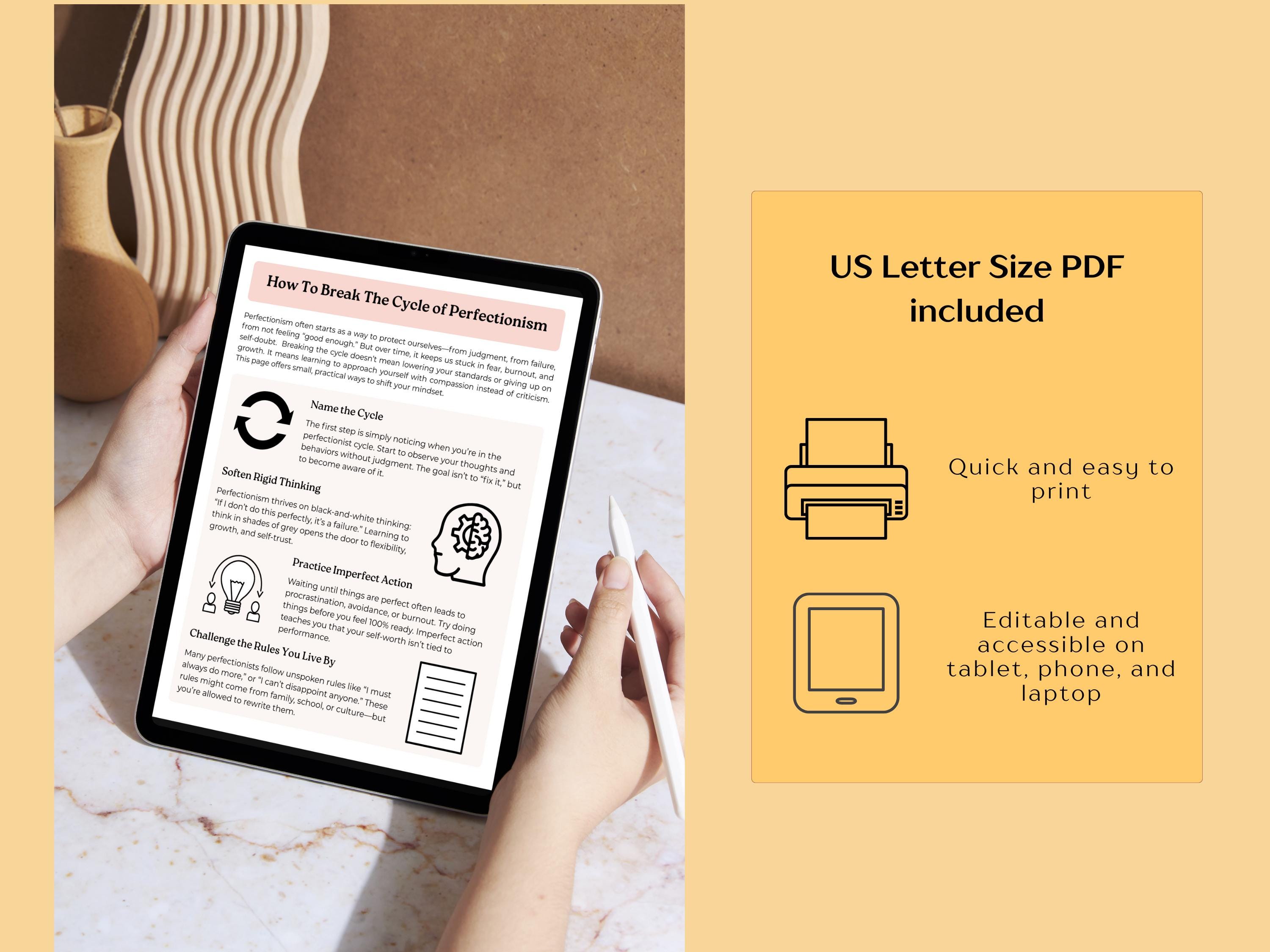 Challenging Perfectionism Handout for Adults | Printable Therapy ...