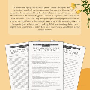 ACT Progress Notes and Descriptions for Therapists | Digital Download ...