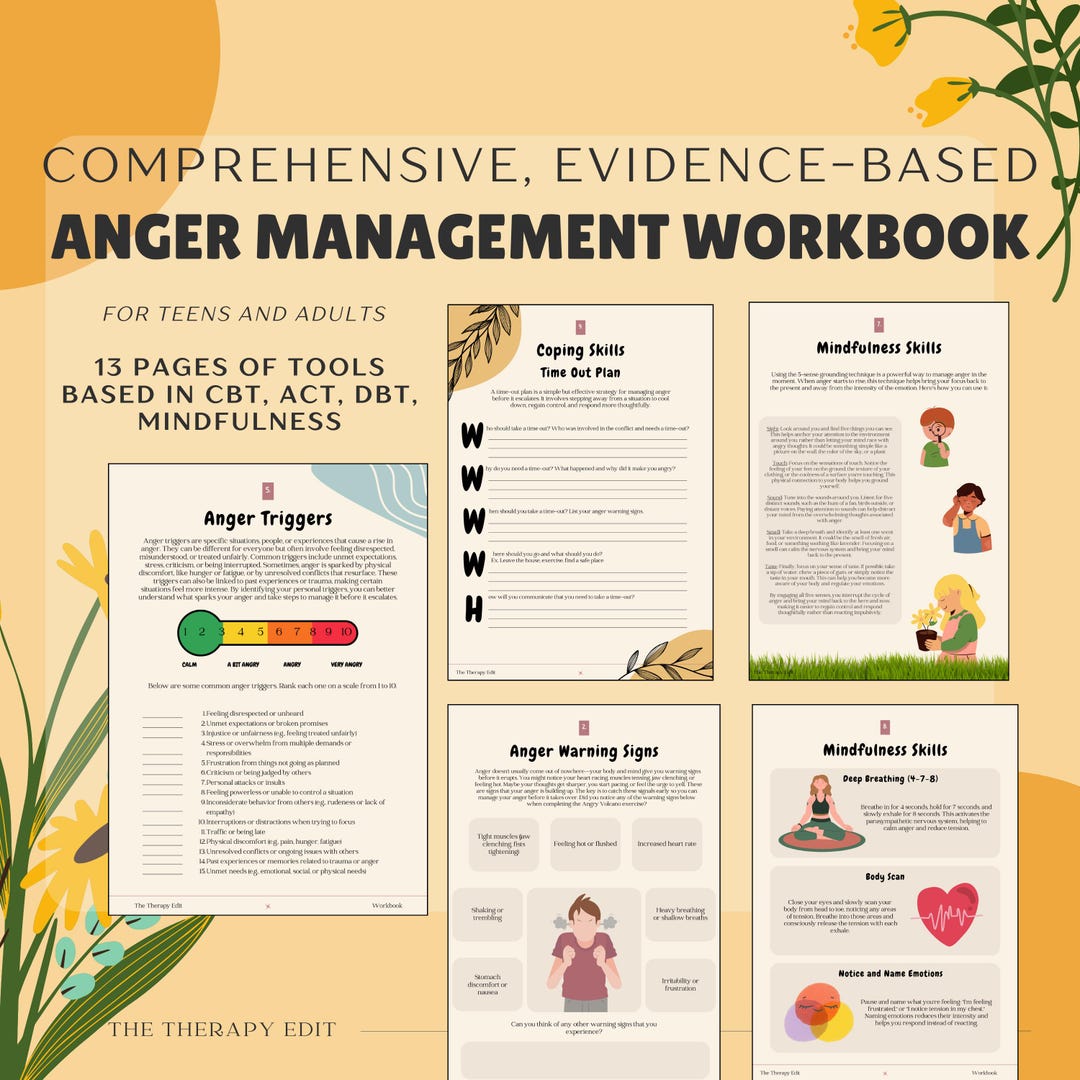 Anger Management Workbook Evidence-based Therapy Resource CBT, ACT, DBT ...