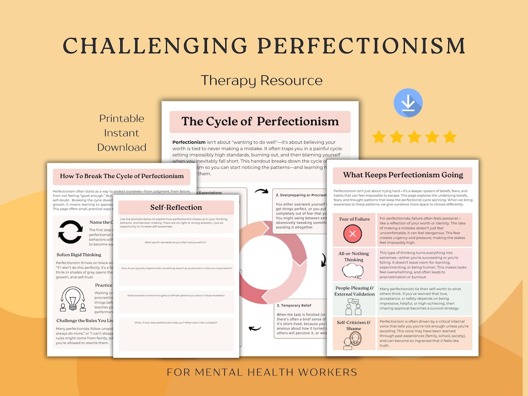 Challenging Perfectionism Handout for Adults | Printable Therapy ...