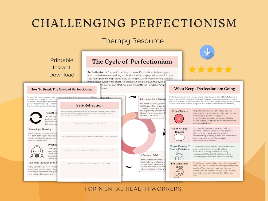 Challenging Perfectionism Handout for Adults | Printable Therapy ...