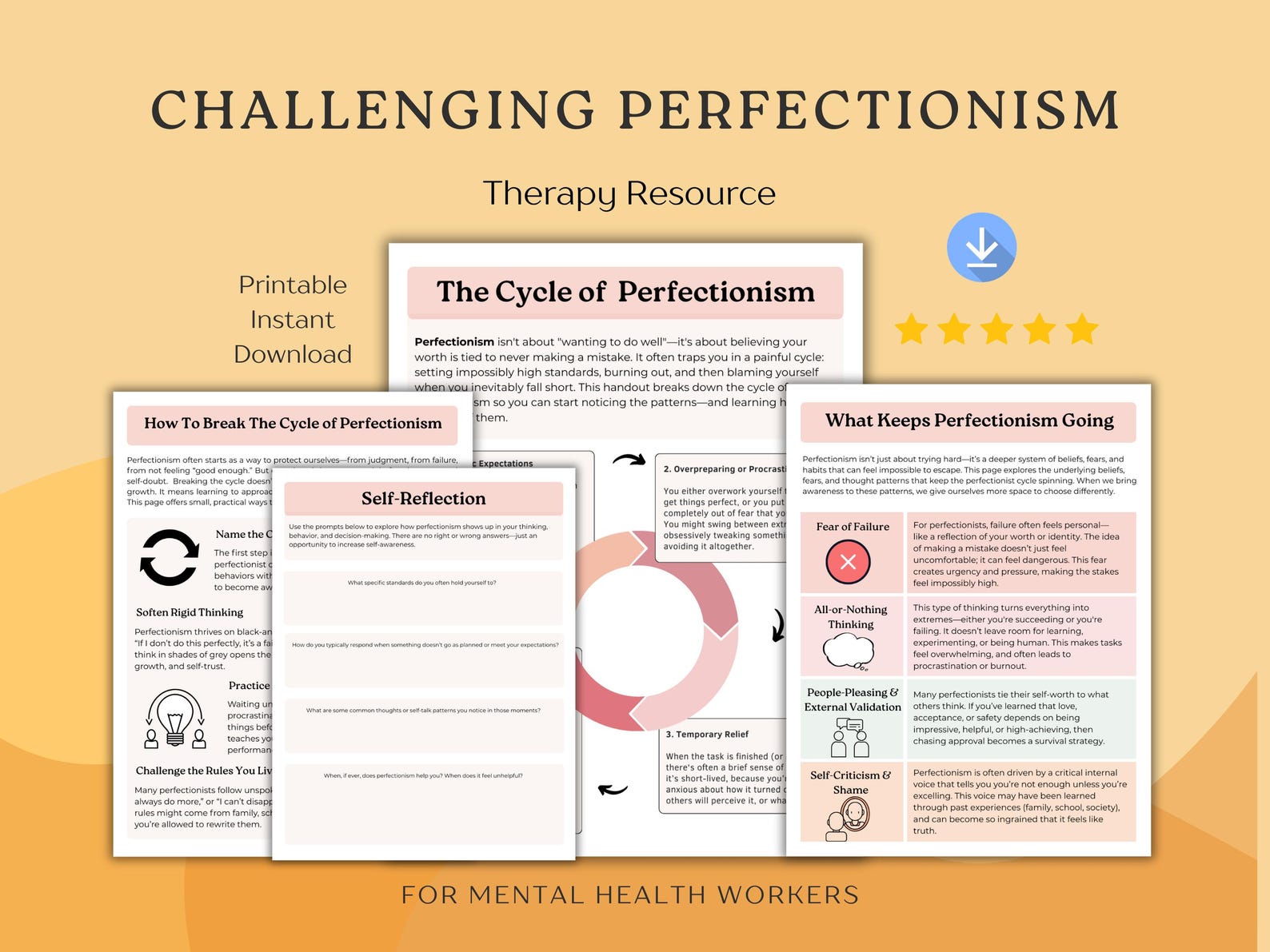Challenging Perfectionism Handout for Adults | Printable Therapy ...