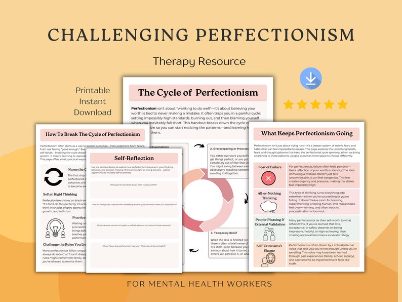 Challenging Perfectionism Handout for Adults | Printable Therapy ...