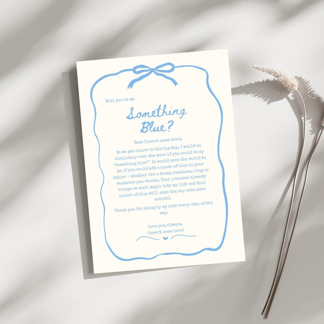 Something Blue Proposal Card: Wedding Party Template (canva, 5x7