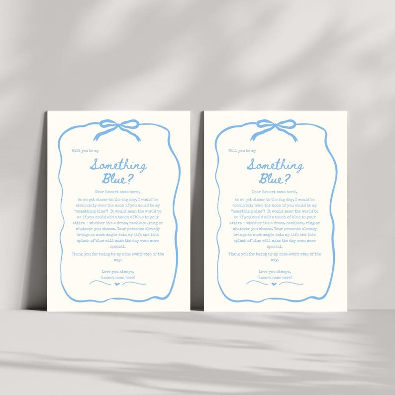 Something Blue Proposal Card: Wedding Party Template (canva, 5x7" Print ...