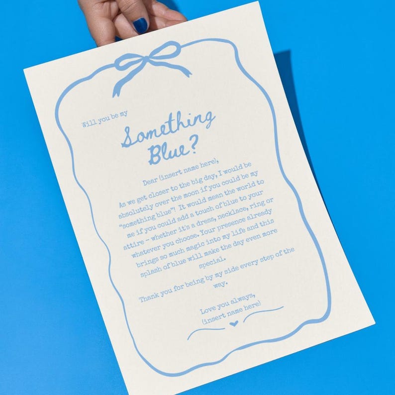 Something Blue Proposal Card: Wedding Party Template (canva, 5x7" Print ...