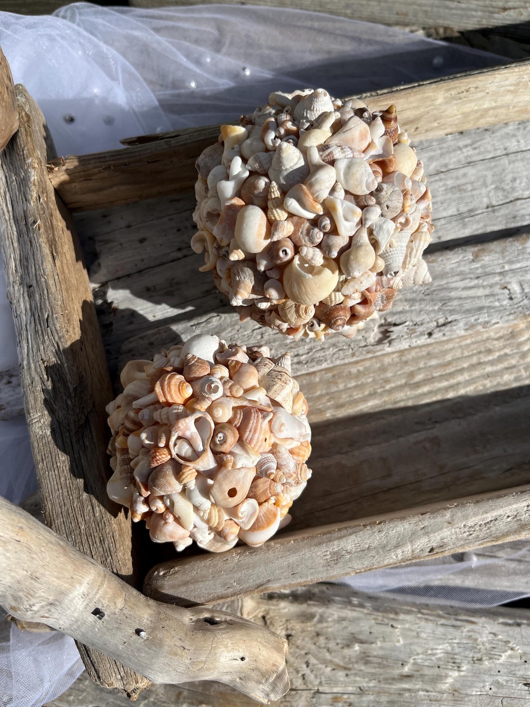 Pair of Decorative Seashell Balls - Etsy