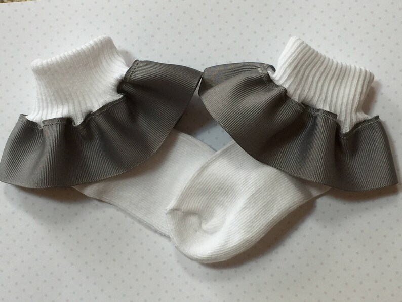 Gray Ribbon Ruffle Socks - Etsy