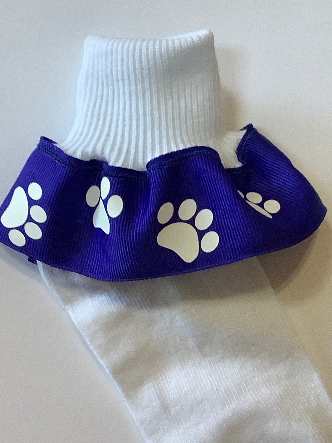 Royal Blue Paw Print Ribbon Ruffle Socks - Etsy